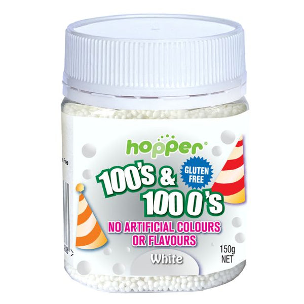 Hopper 100s and 1000s White 150g | cake decorations - Happy Tummies Pty Ltd