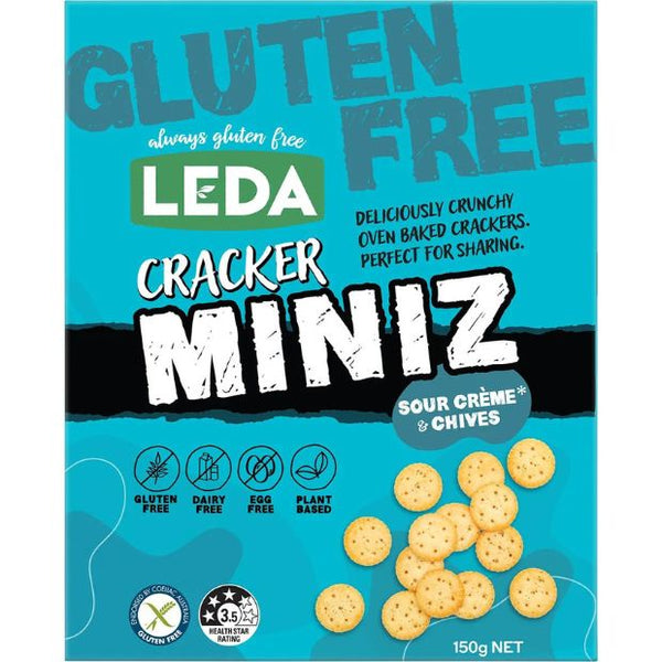 Leda Cracker Miniz Sour Crème & Chives 150g | gluten free crackers ...
