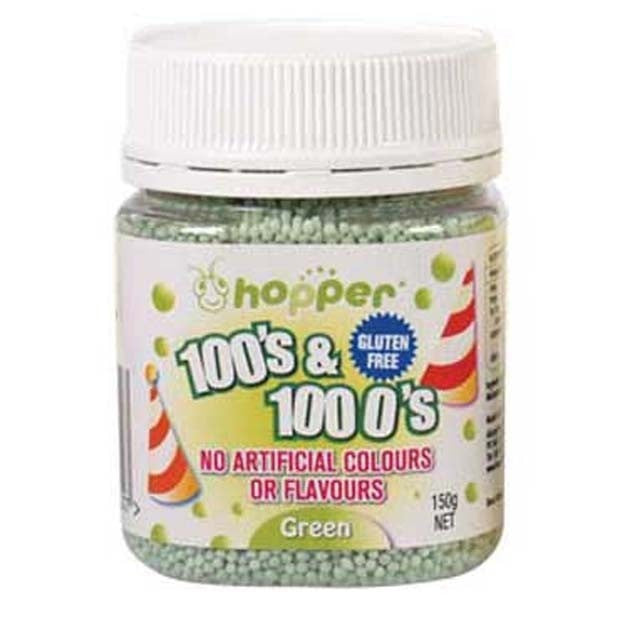Hopper 100s and 1000s Green 150g | cake decorations - Happy Tummies Pty Ltd