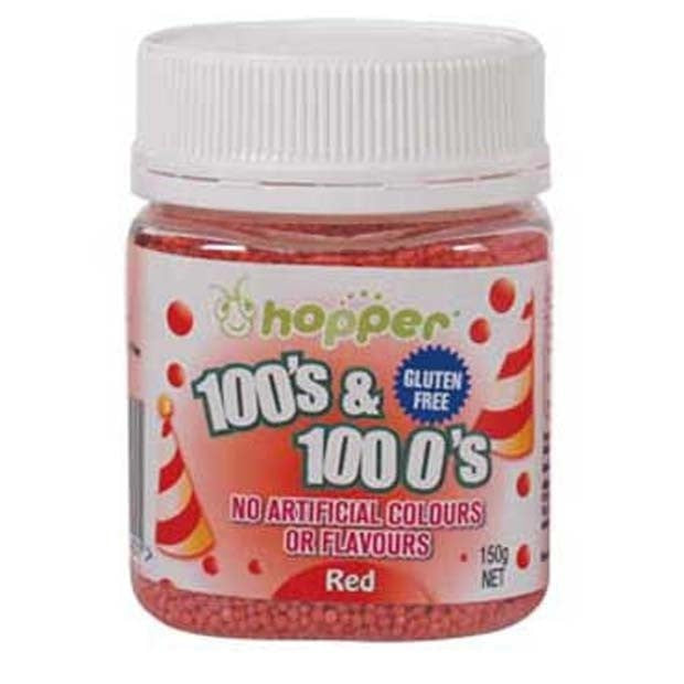 Hopper 100s and 1000s Red 150g | cake decorations - Happy Tummies Pty Ltd